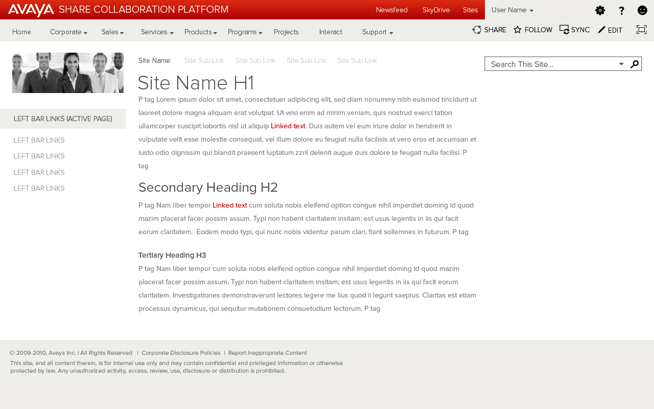 Avaya Share Point Collaboration Mock up-01 | Shanti Guy is a UX/UI ...